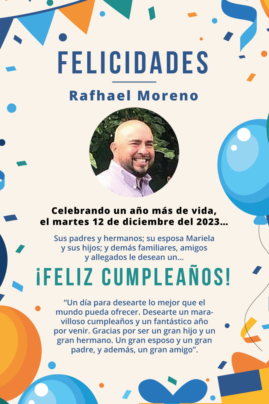 Felicidades Raphael Moreno - Periódico La Prensa